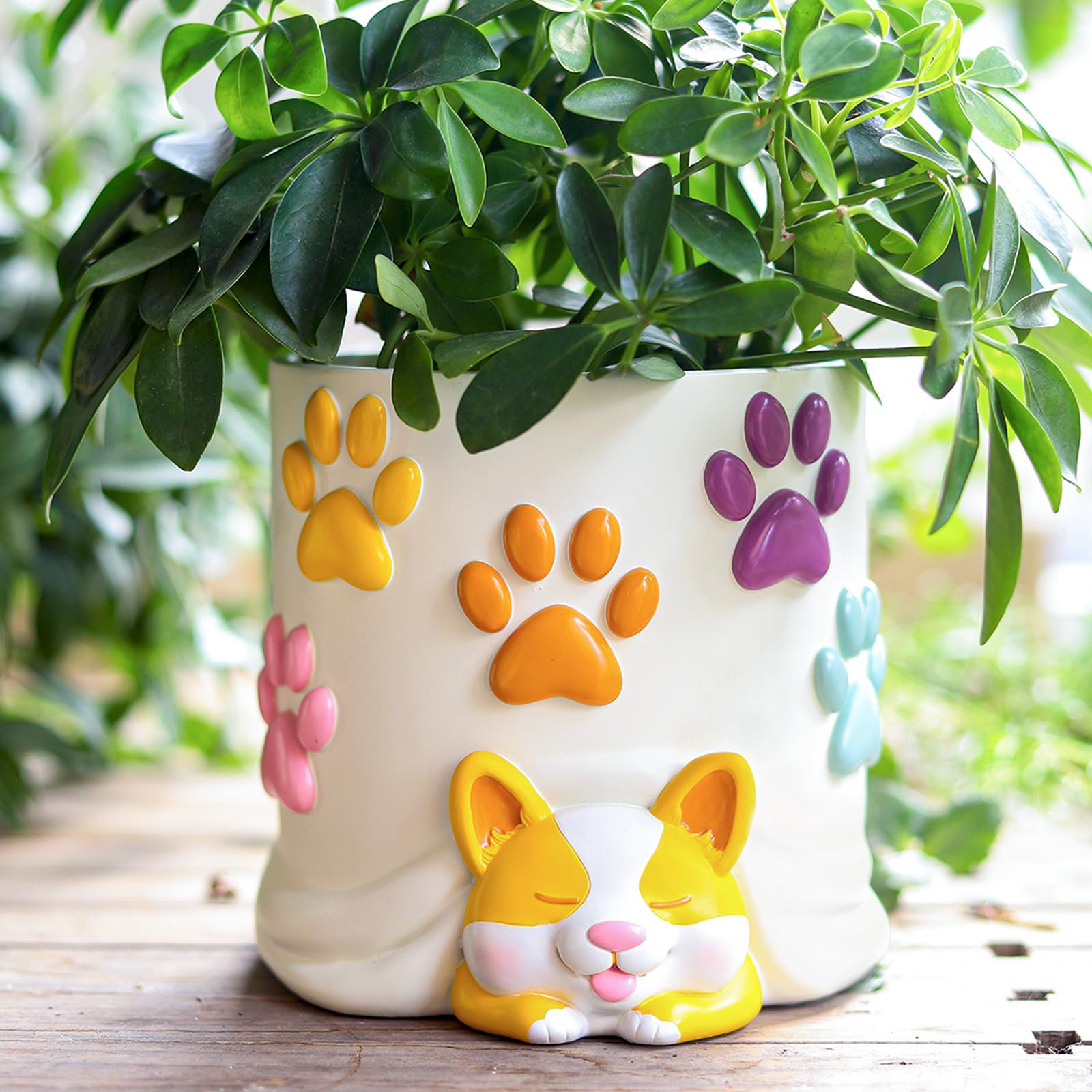 Lark Manor Cute Dog Planter Pots, Colourful Gardening Pots With ...