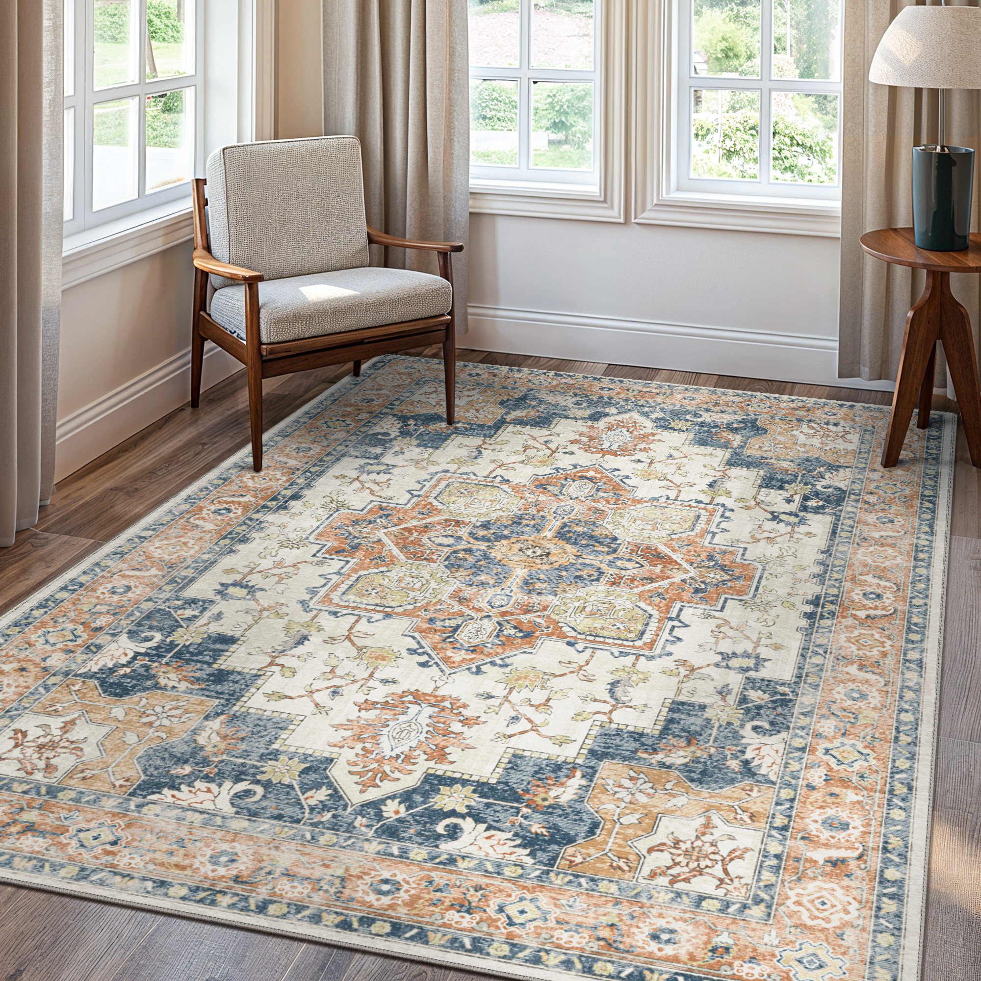 Bungalow Rose Washable Area Rugs for Living Room 8x10 Modern Abstract ...