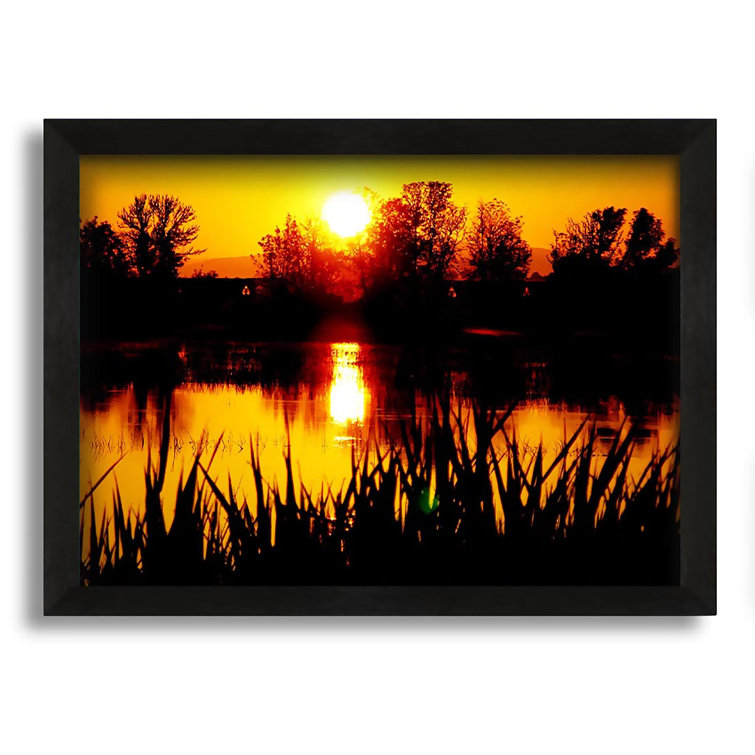 Ebern Designs Orange Sunset River - Single Picture Frame Art Prints on ...