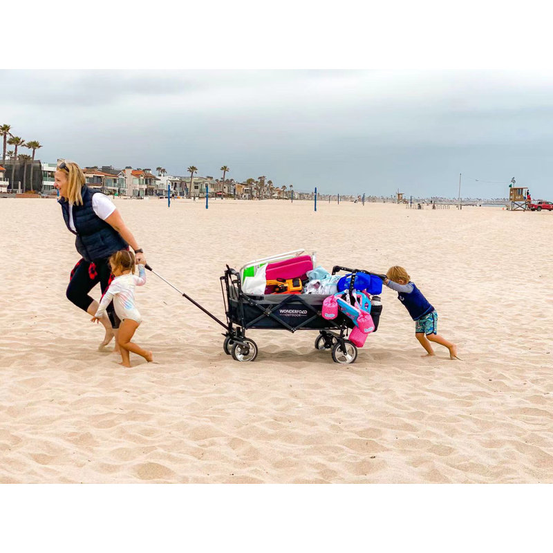 WonderFold Outdoor S4 Push & Pull Folding Wagon With Canopy & Brakes ...