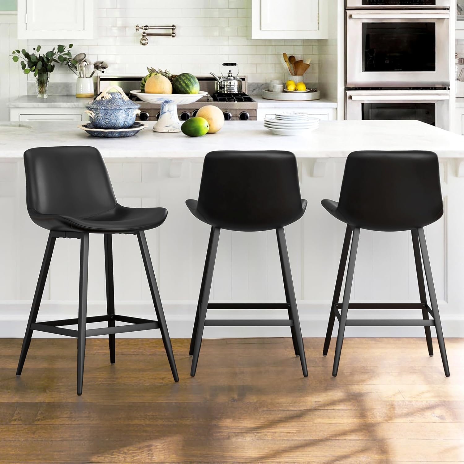 Corrigan Studio® 24 inch Counter Stool, Modern Bucket Barstool Set of 3 ...