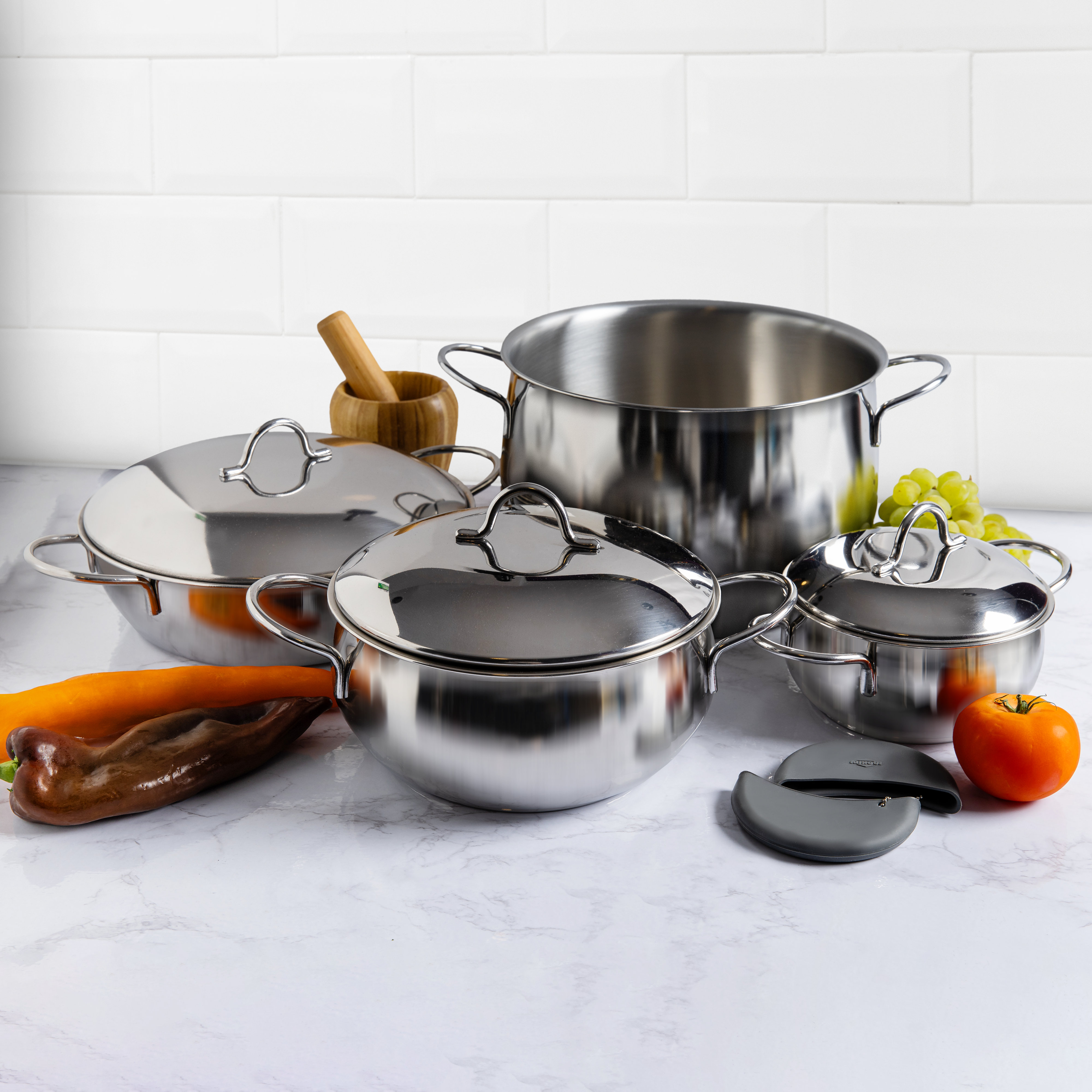 ARIMI Bella 7-Piece Italian Stainless Steel Cookware Set & Reviews ...