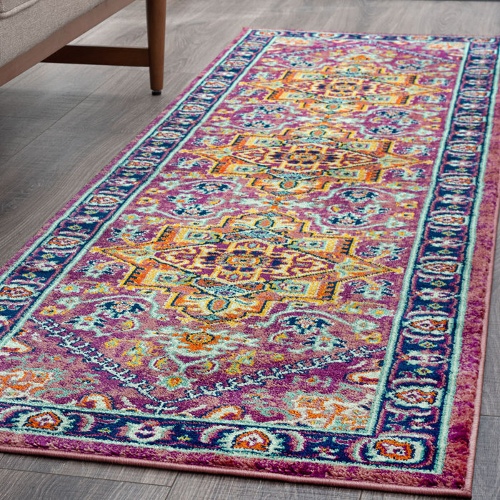 Bungalow Rose Depew Performance Purple/Gold/Blue Rug & Reviews | Wayfair