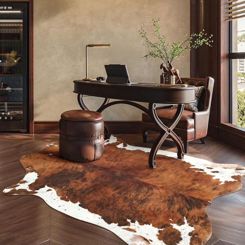 Gracie Oaks Novelty Sal Commercial Use Faux Cowhide Area Rug with Non ...