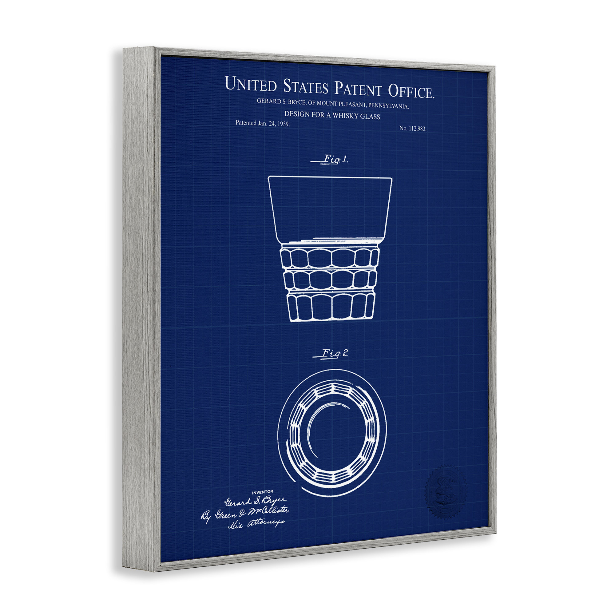 17 Stories Whisky Glass Blueprint Framed Giclee Art by Karl Hronek ...