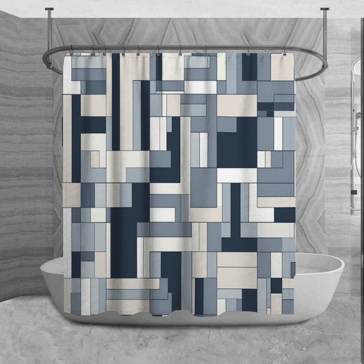 East Urban Home Kryslin Geometric Shower Curtain | Wayfair