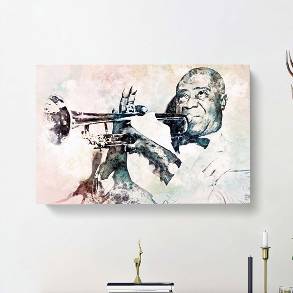 East Urban Home Louis Armstrong In Abstract - Wrapped Canvas Print ...