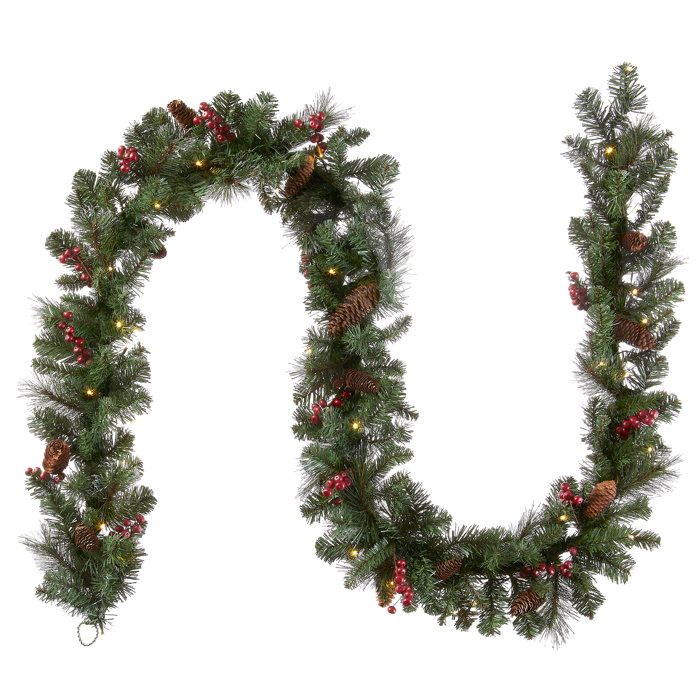 National Tree Company 9ft. Crestwood Spruce Garland with Clear Lights ...
