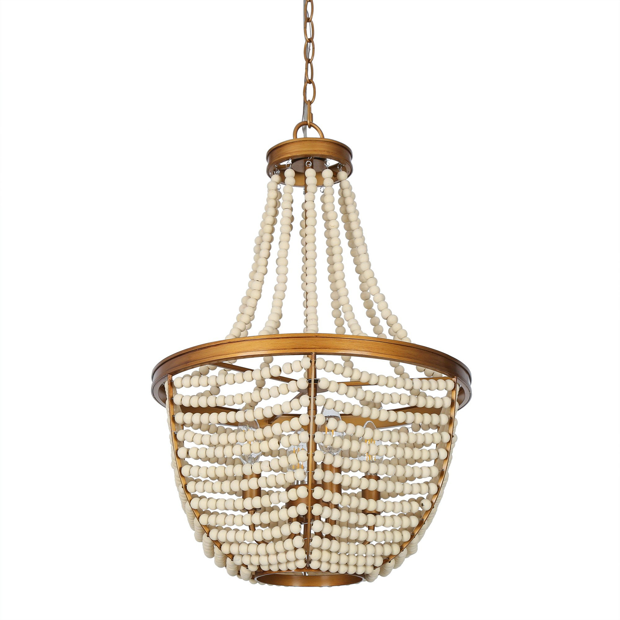 Dakota Fields Modern 4-Light Boho Empire Wood Chandelier | Wayfair