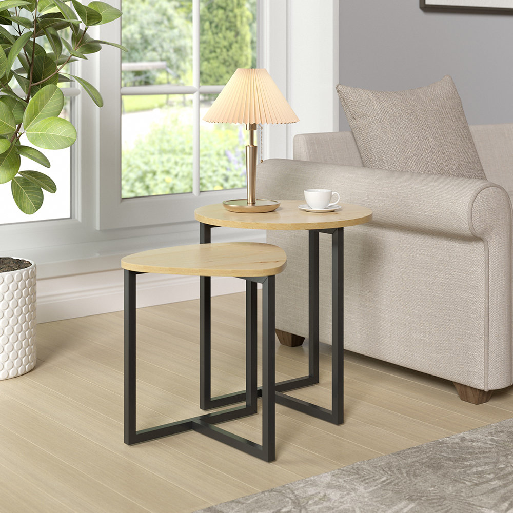 17 Stories 2pcs Metal Frame Nesting Tables Coffee Tables | Wayfair.co.uk