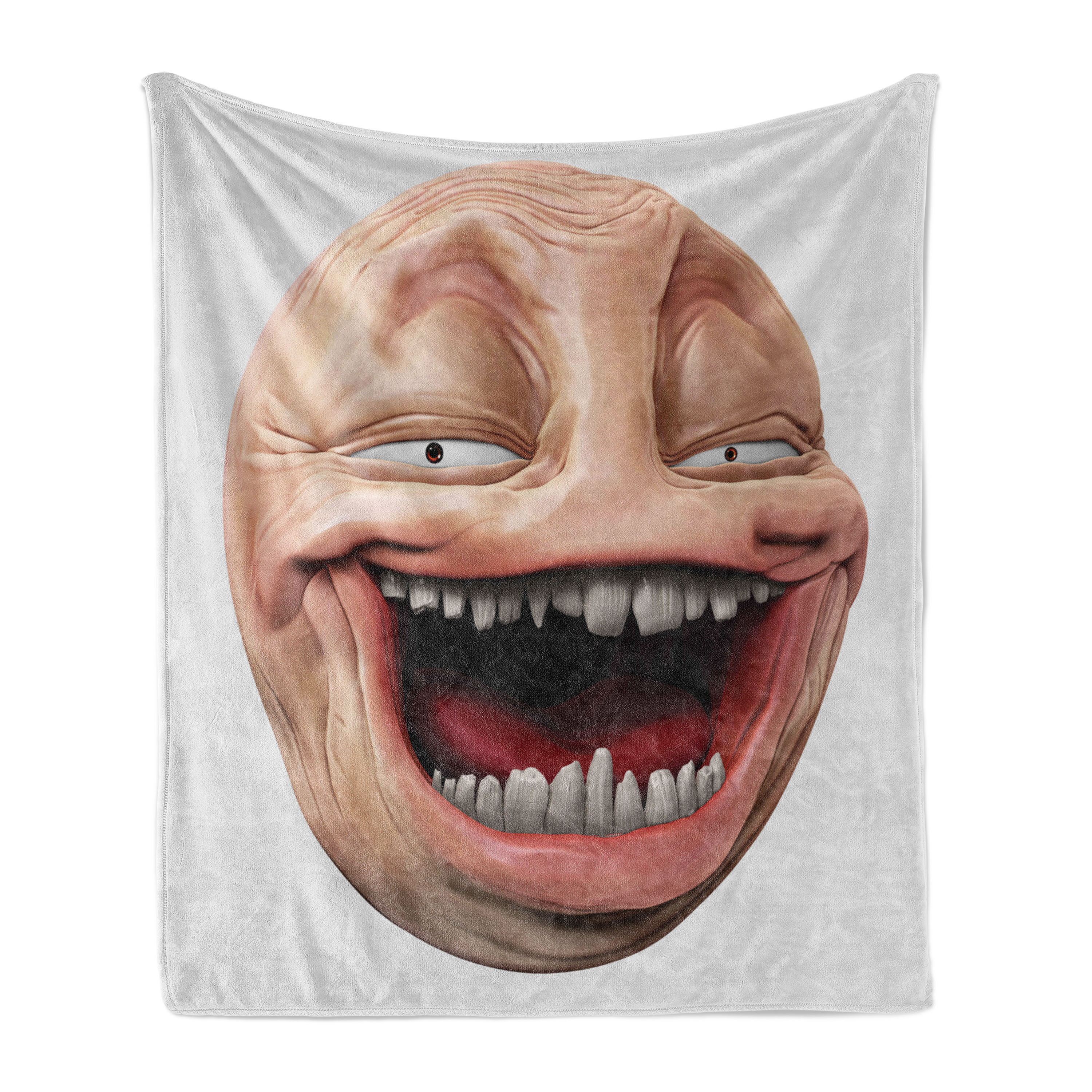 Ambesonne Humor Fleece Throw Blanket Poker Face Guy Meme Peach and ...