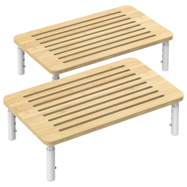 hongzhi 2 Pack Bamboo Monitor Stand Riser, 4 Adjustable Height, Laptop ...