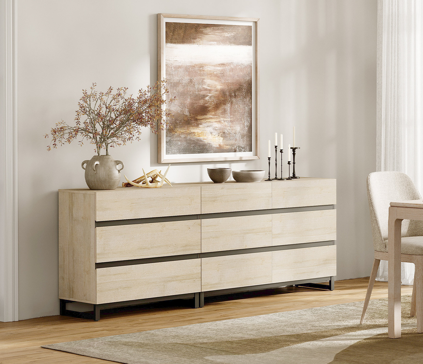 Charlton Home 2 In 1 Sideboard Buffet Cabinets With 9 Drawers, Modern ...