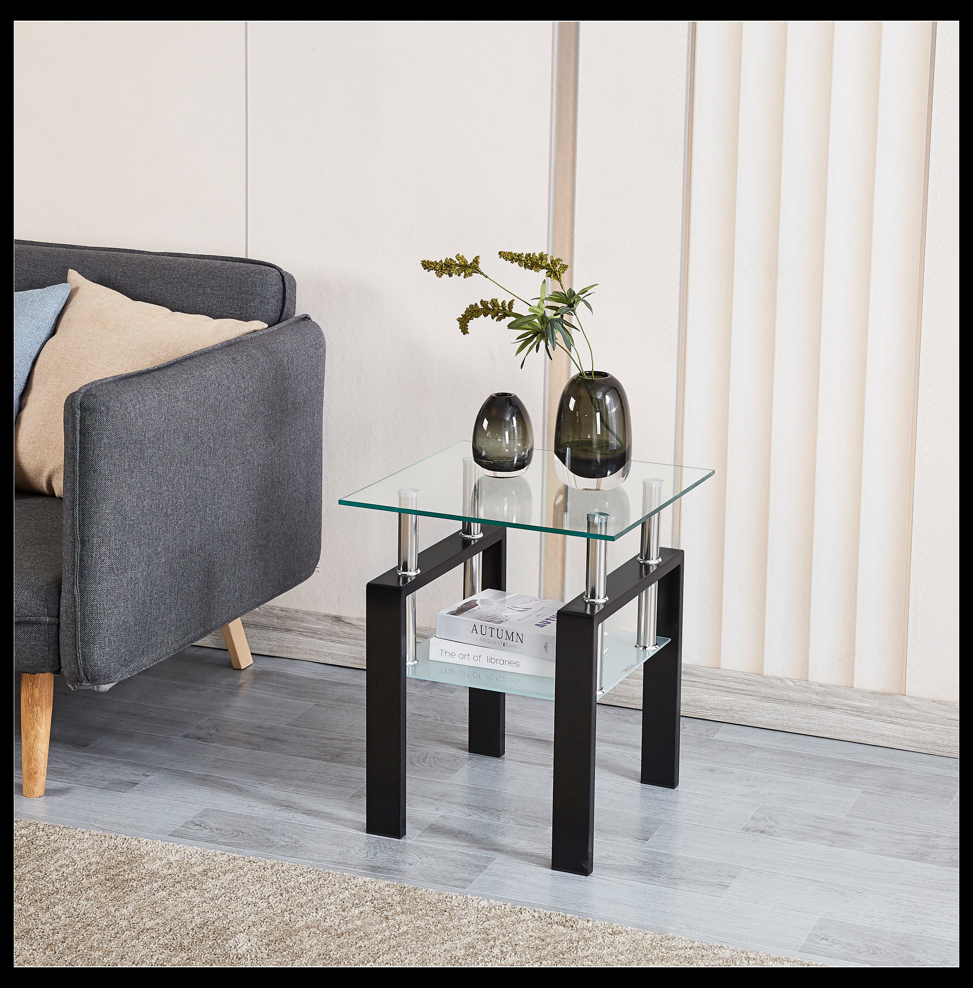 Ivy Bronx One Tempered Glass Small Table, End Table for Living Room ...