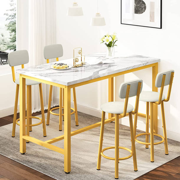 17 Stories Enchantyd 5 Piece Kitchen & Dining Room Set with 4 Stools ...