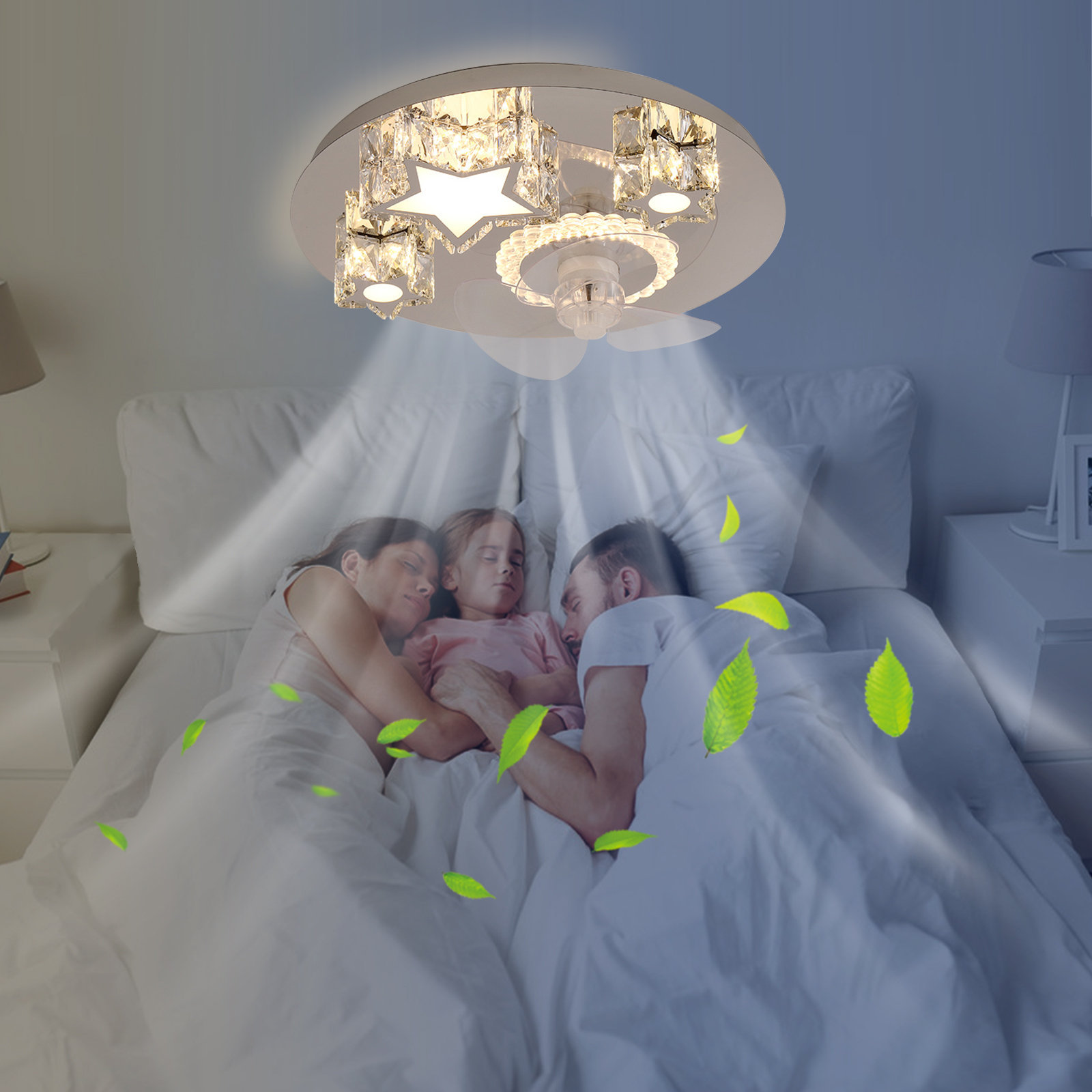 Mercer41 Melone 3 - Blade LED Smart Crystal Ceiling Fan with Light Kit ...