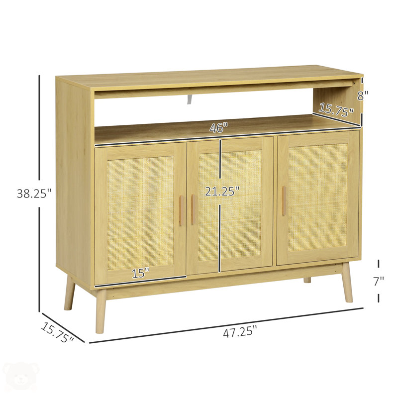 Bay Isle Home™ Boho Sideboard Buffet Cabinet With Rattan Doors | Wayfair