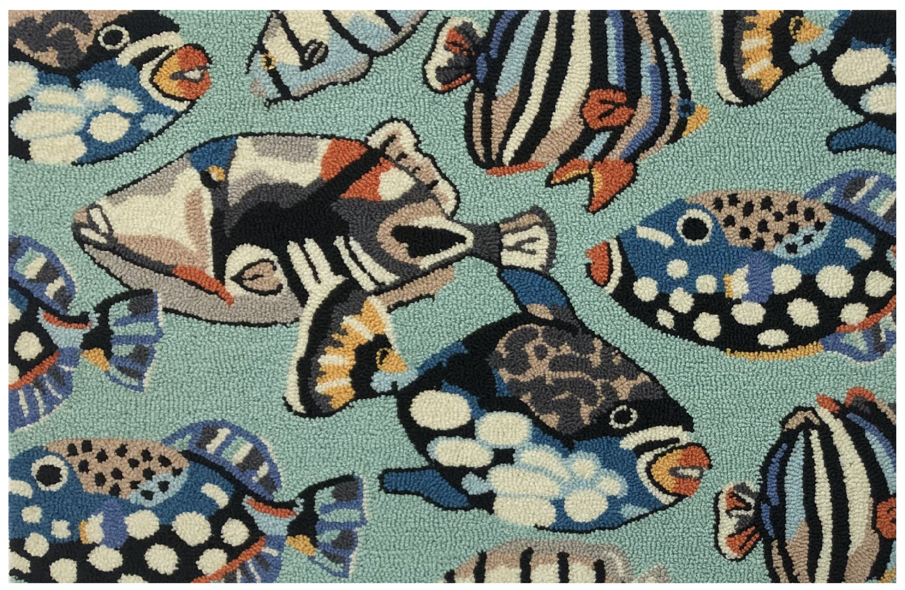 Highland Dunes Pattern Fish Toss Aqua_26492 - Wayfair Canada