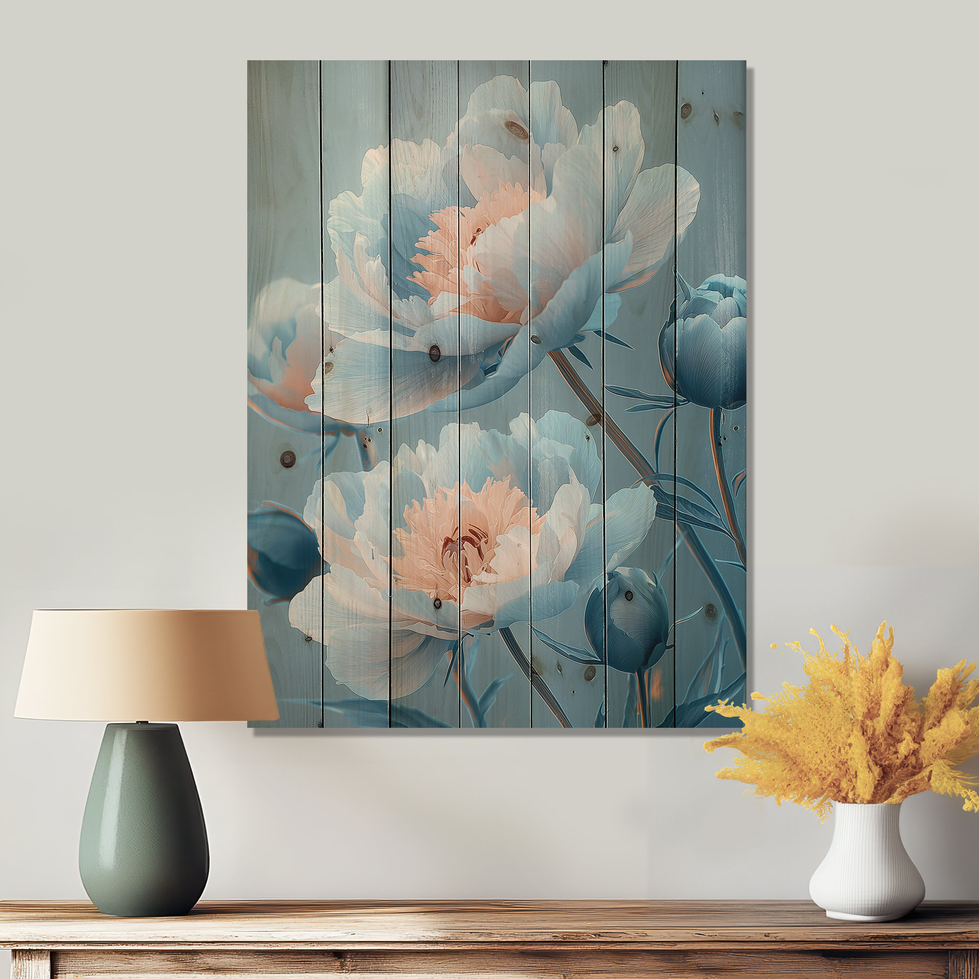 Ophelia & Co. Blue Velvet Peonies Blooms I - Peonies Wood Wall Art - On ...