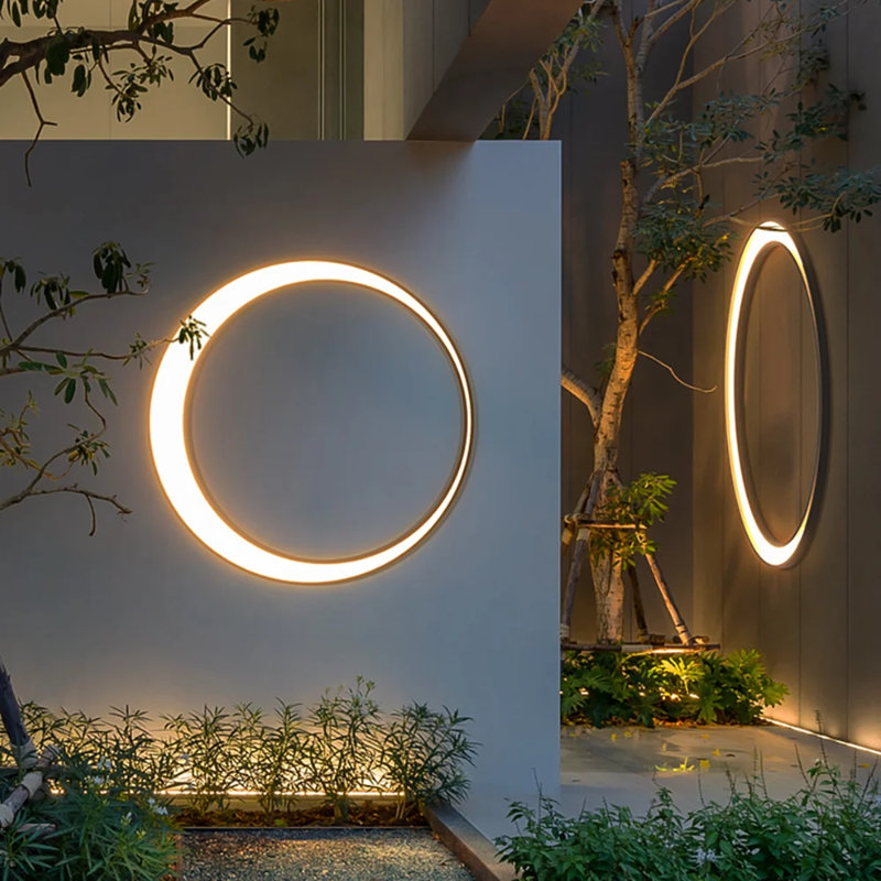 Orren Ellis Modern Outdoor LED Wall Sconces Round Waterproof Garden ...