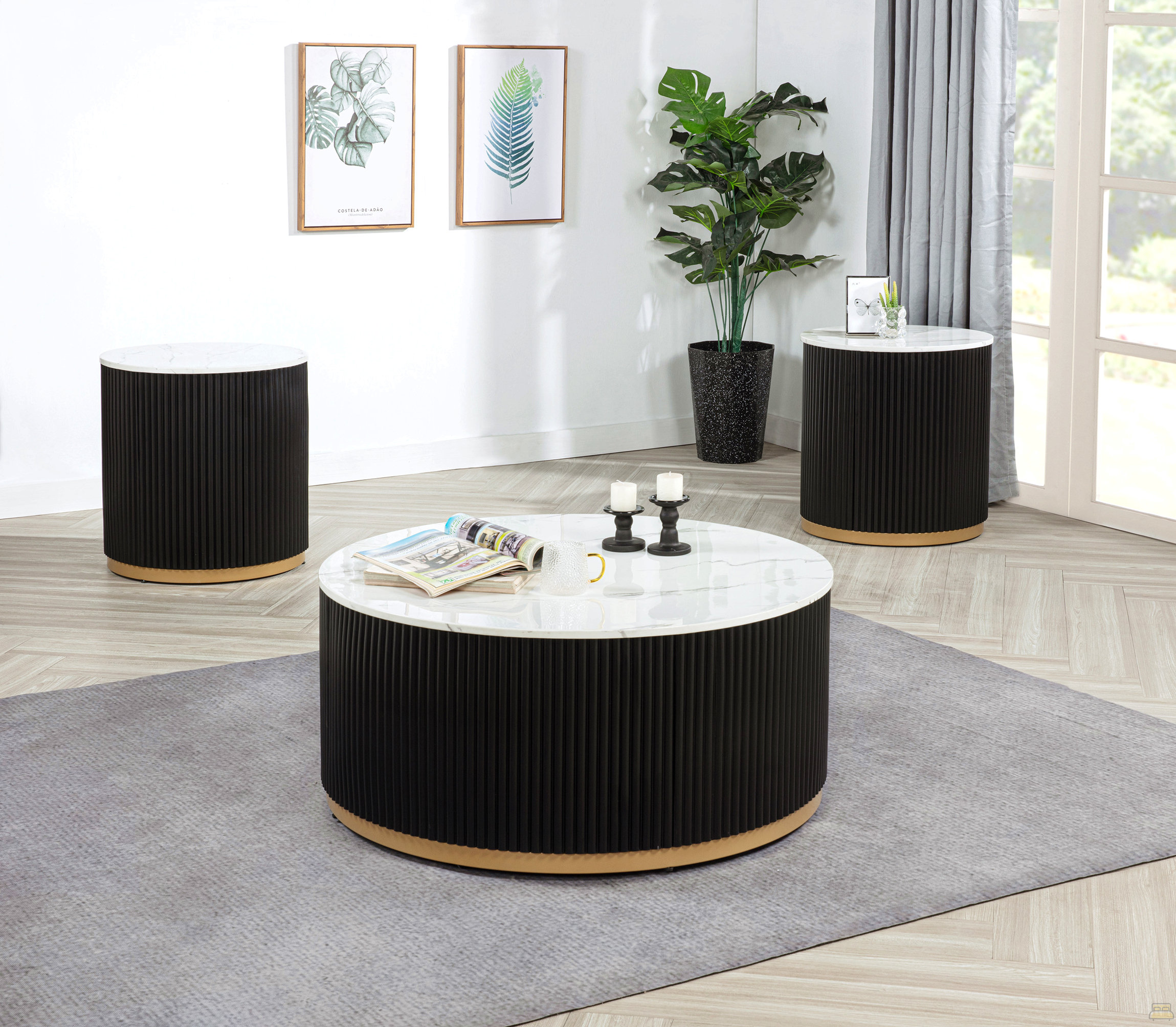 Everly Quinn 3Pc Modern Cocktail Group Set Coffee Table End Table | Wayfair