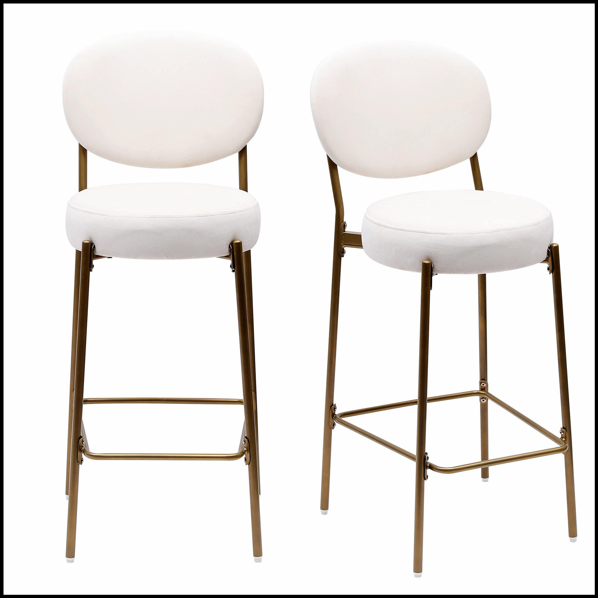 Mercer41 29 Inch Velvet Upholstered Bar Stools with Backrest, Footrest ...