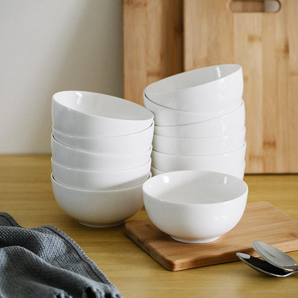 Hokku Designs White Cereal Bowls, Set Of 12, 16 Ounces, Bowls, Cereal ...