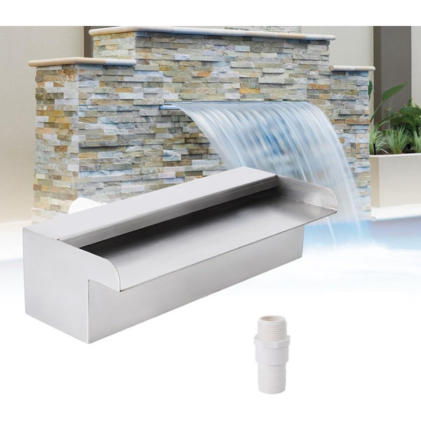 Arlmont & Co. Pool Fountain Stainless Steel Pool Waterfall 17.7" X 4.5 ...