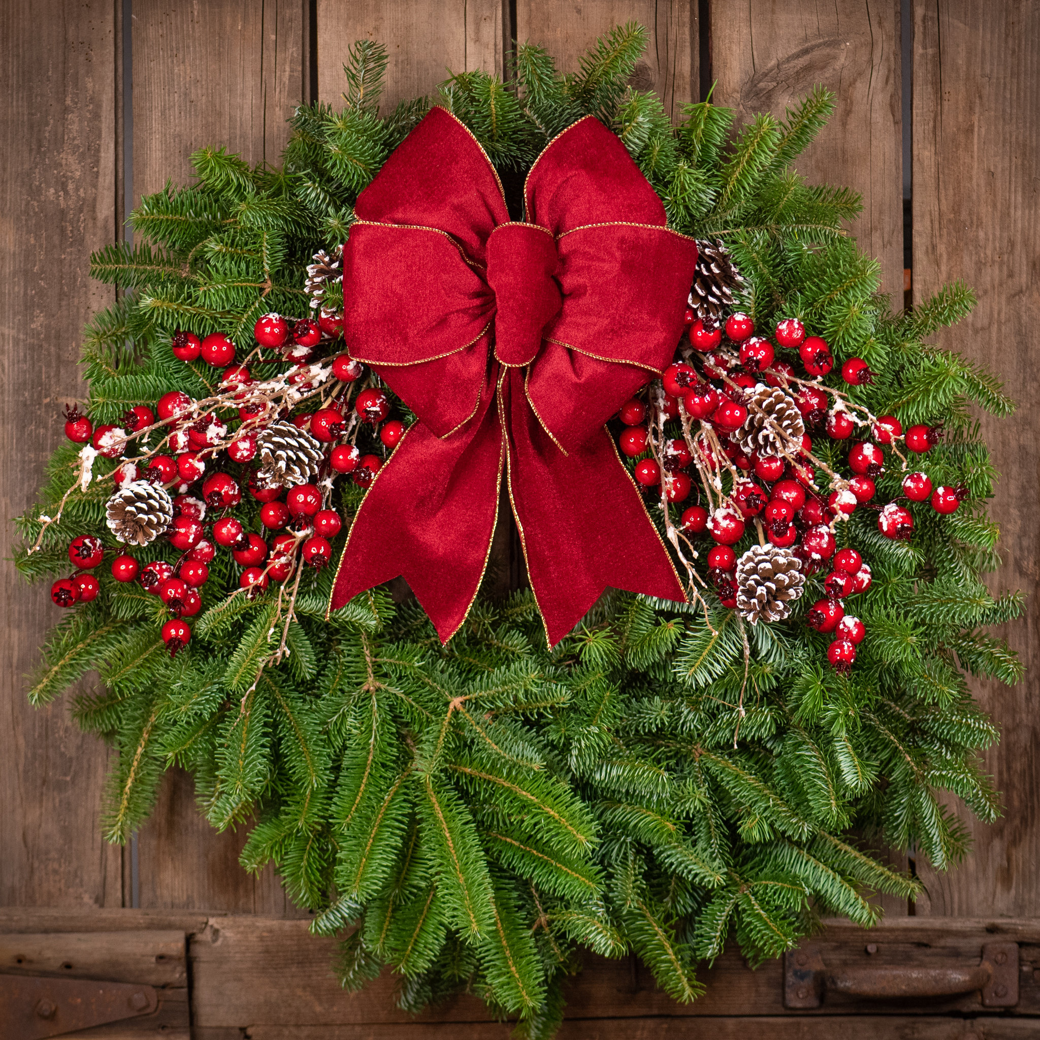 The Holiday Aisle® Handcrafted Fresh (Live) Fir 25'' Wreath | Wayfair
