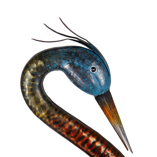 Rosecliff Heights Cadarius 48"H Metal Bronze Crane with Verdigris Wings ...