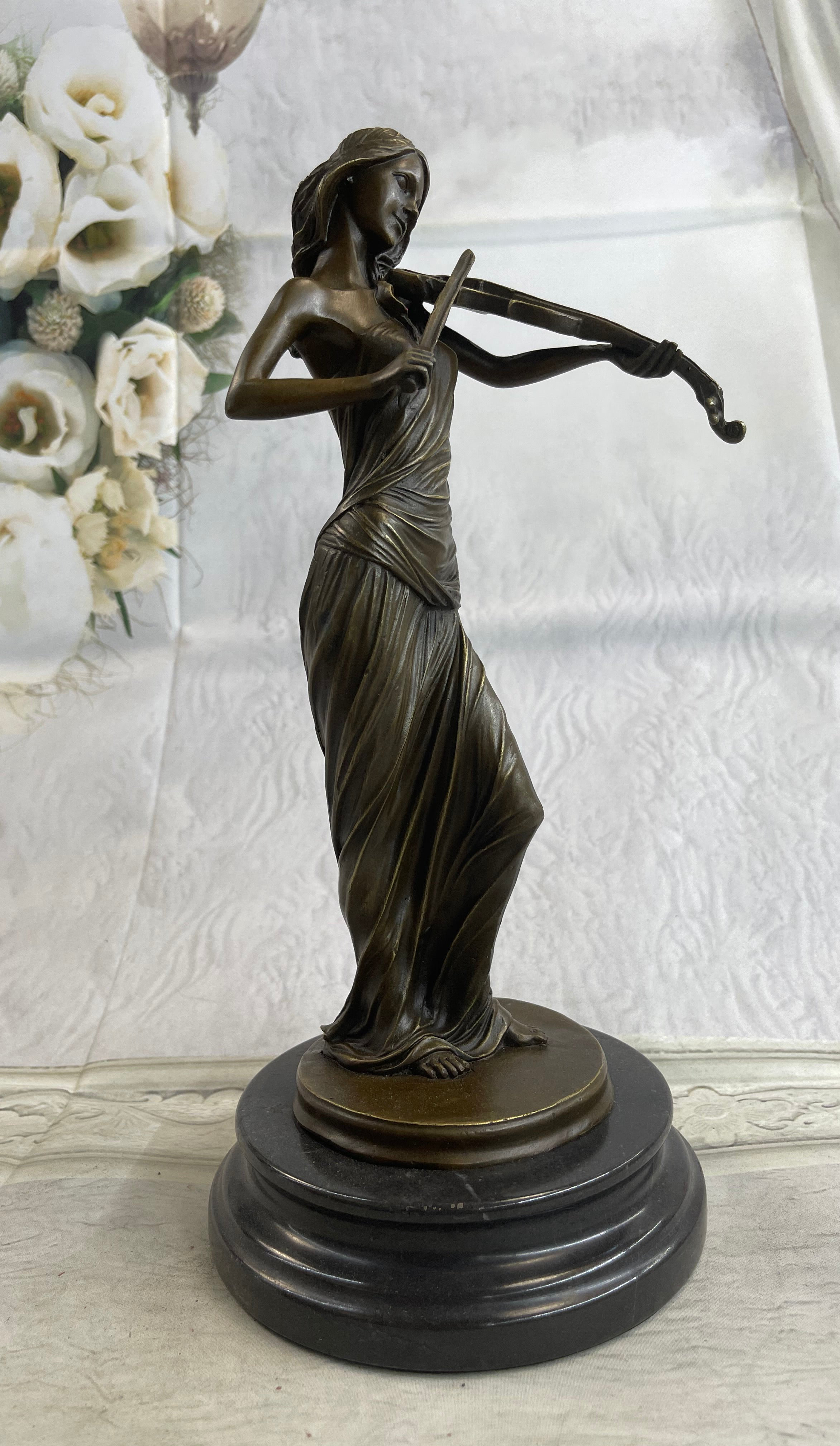 Trinx Kollett Brown Color Patina Bronze Sculpture Violin Player Viola ...