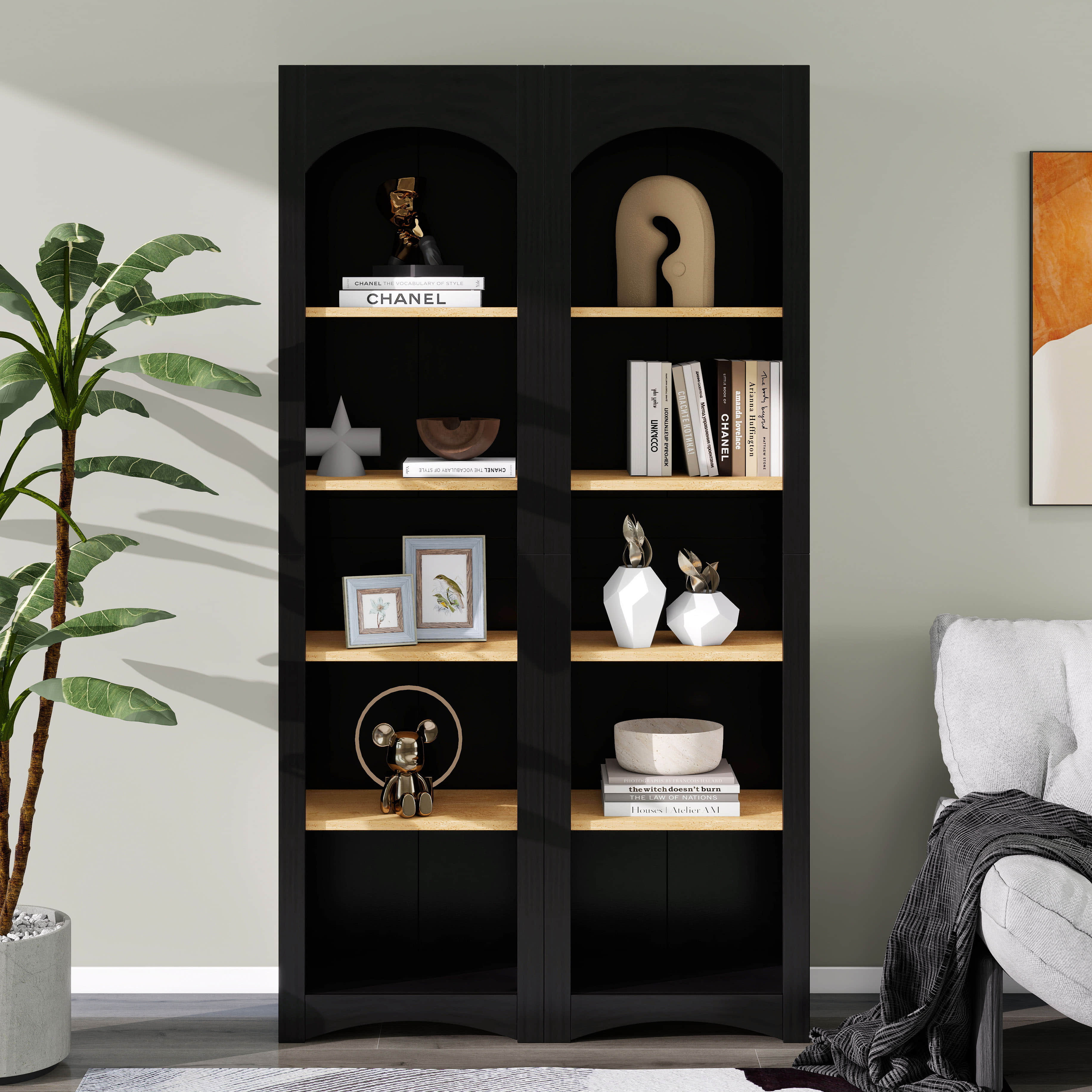 Hokku Designs Modern Free Standing 5 Tier Bookshelves, Bookcases Set Of ...