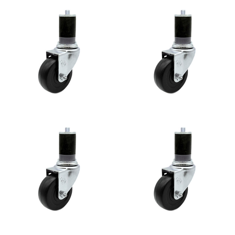 Service Caster Hard Rubber Wheel Swivel 1-5/Expanding Stem Caster Set ...