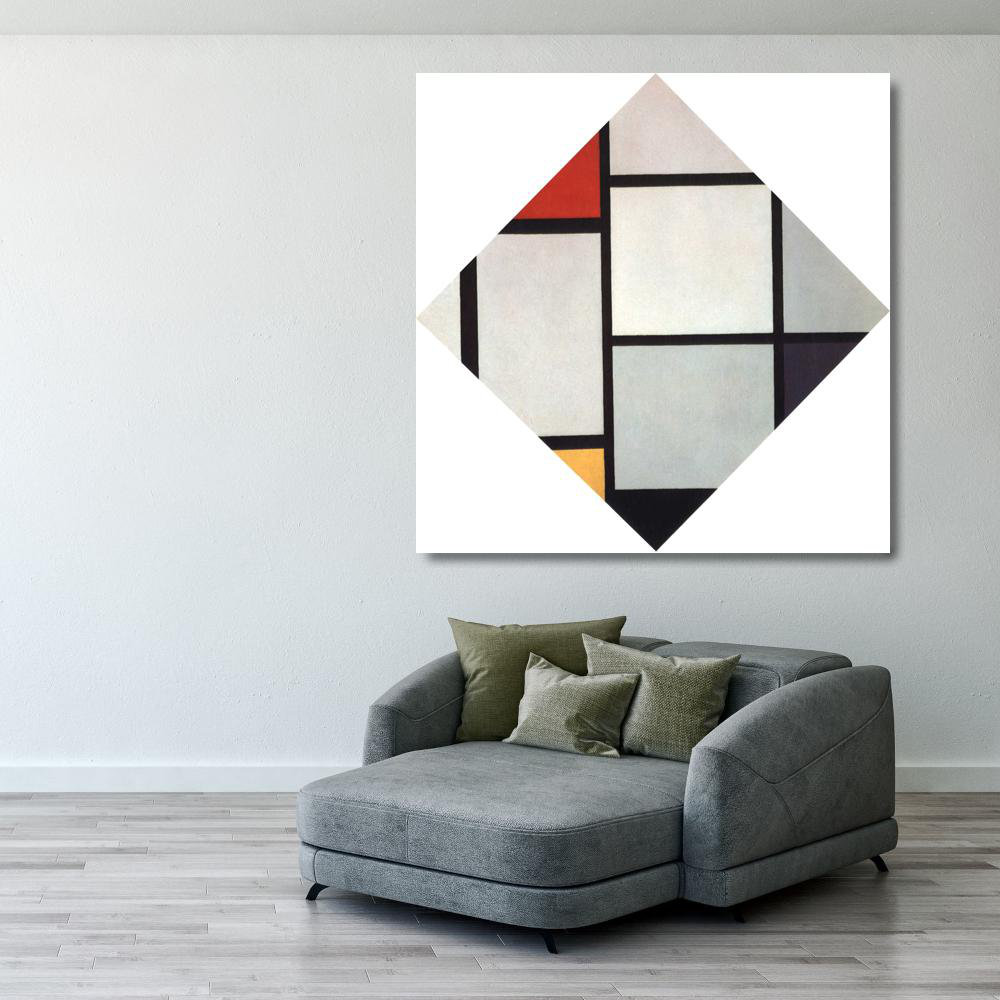 Winston Porter Lozenge Composition with Red, Gray, Blue, Yellow, and ...