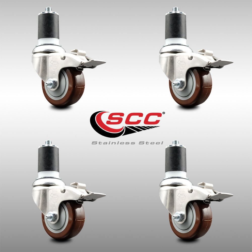 Service Caster Poly Swivel Expanding Stem Caster Set Lock Brake | Wayfair
