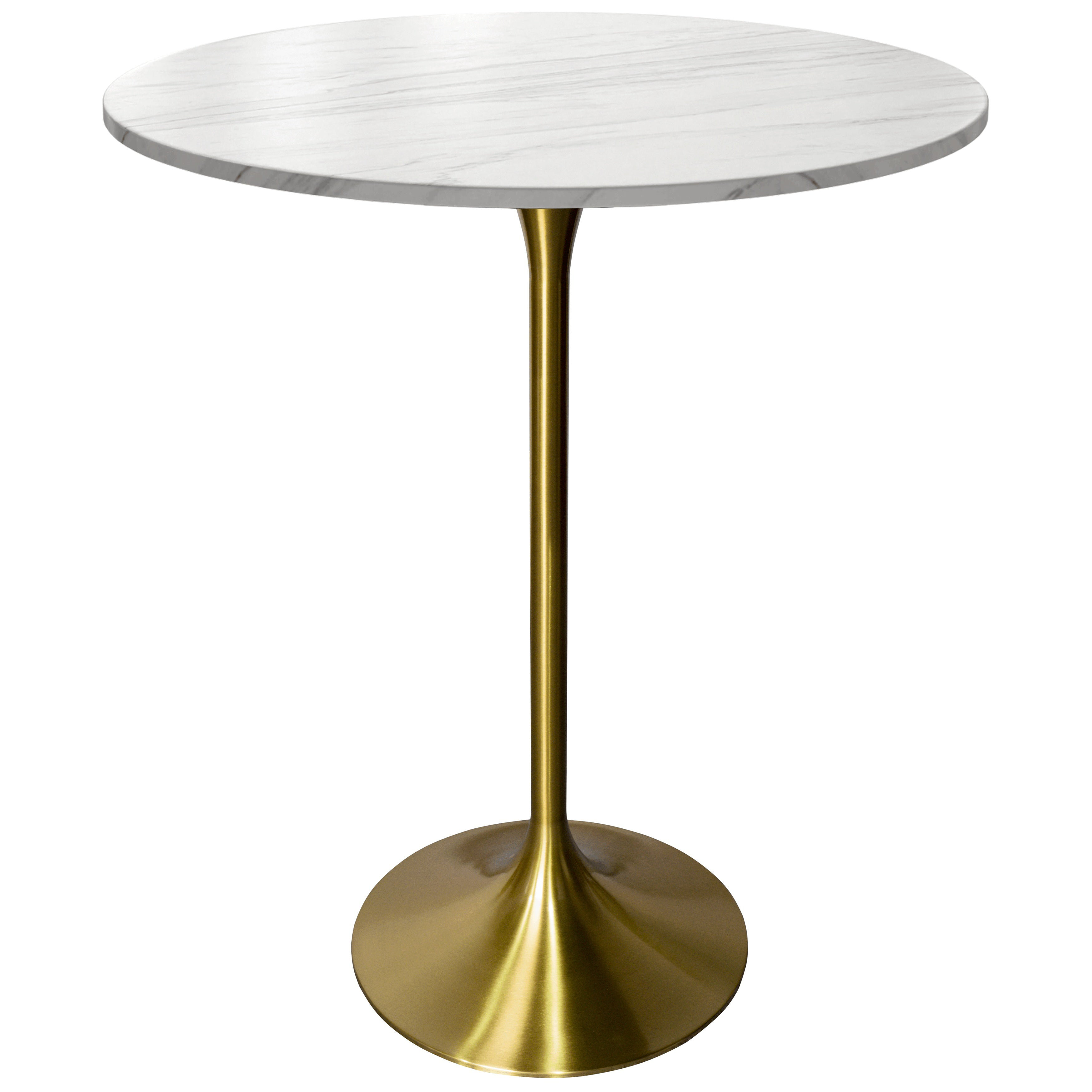 Mercer41 Verve 27" Bar Dining Table with Sintered Stone Round Top in ...