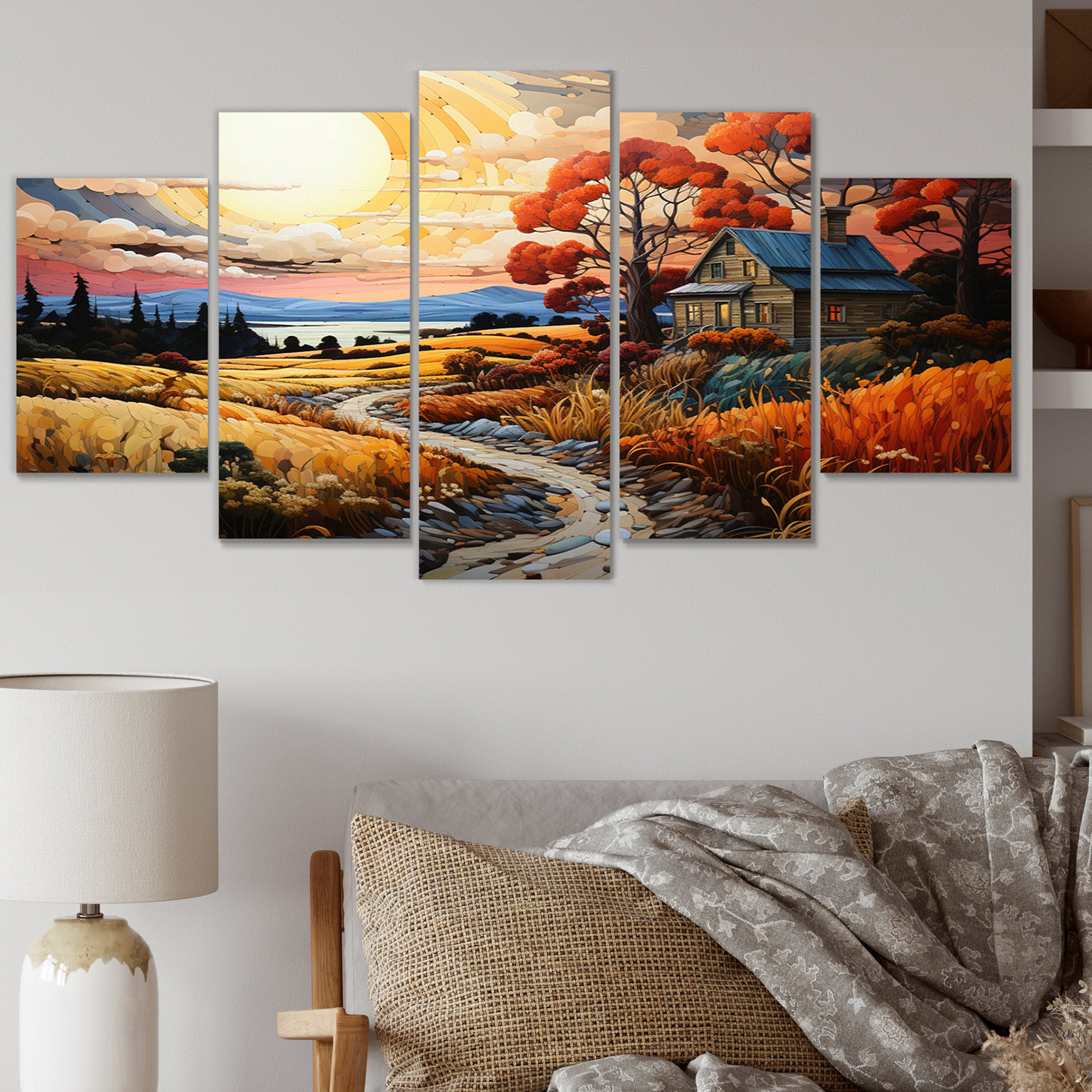 Design Art Farmhouse Farmstead Mosaic Pointillism II - Farm Metal Art ...