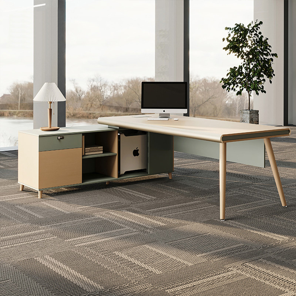 Rite Treasure Beige L-shape Desk Solid + Manufactured Wood desks | Wayfair