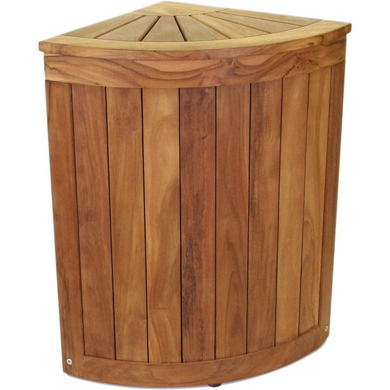 Aqua Teak Kai Corner Teak Laundry or Storage Hamper | Wayfair