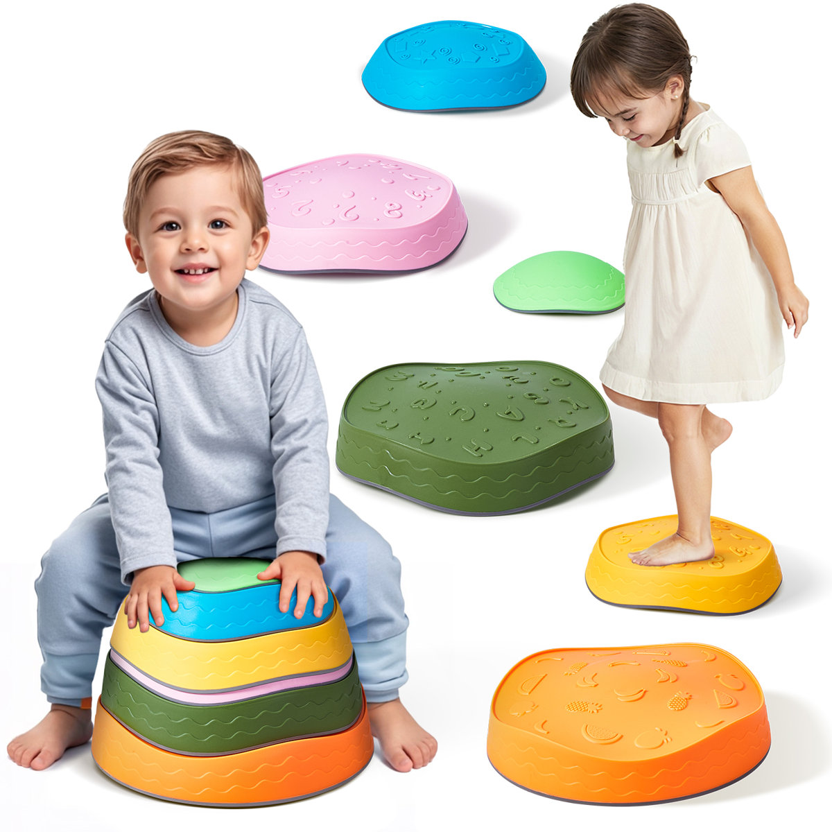 Arlmont & Co. Kids Balance Stepping Stones Sensory Obstacle Course 6 ...