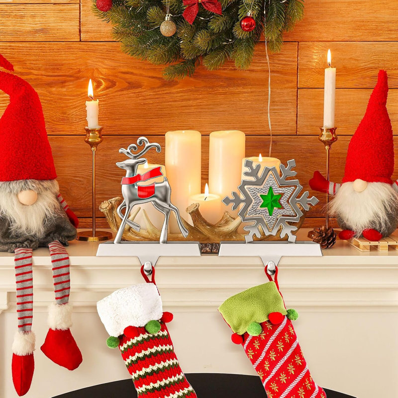 AMIBZ Christmas Stocking Holders For Mantle Set Of 2, Stocking Hangers ...