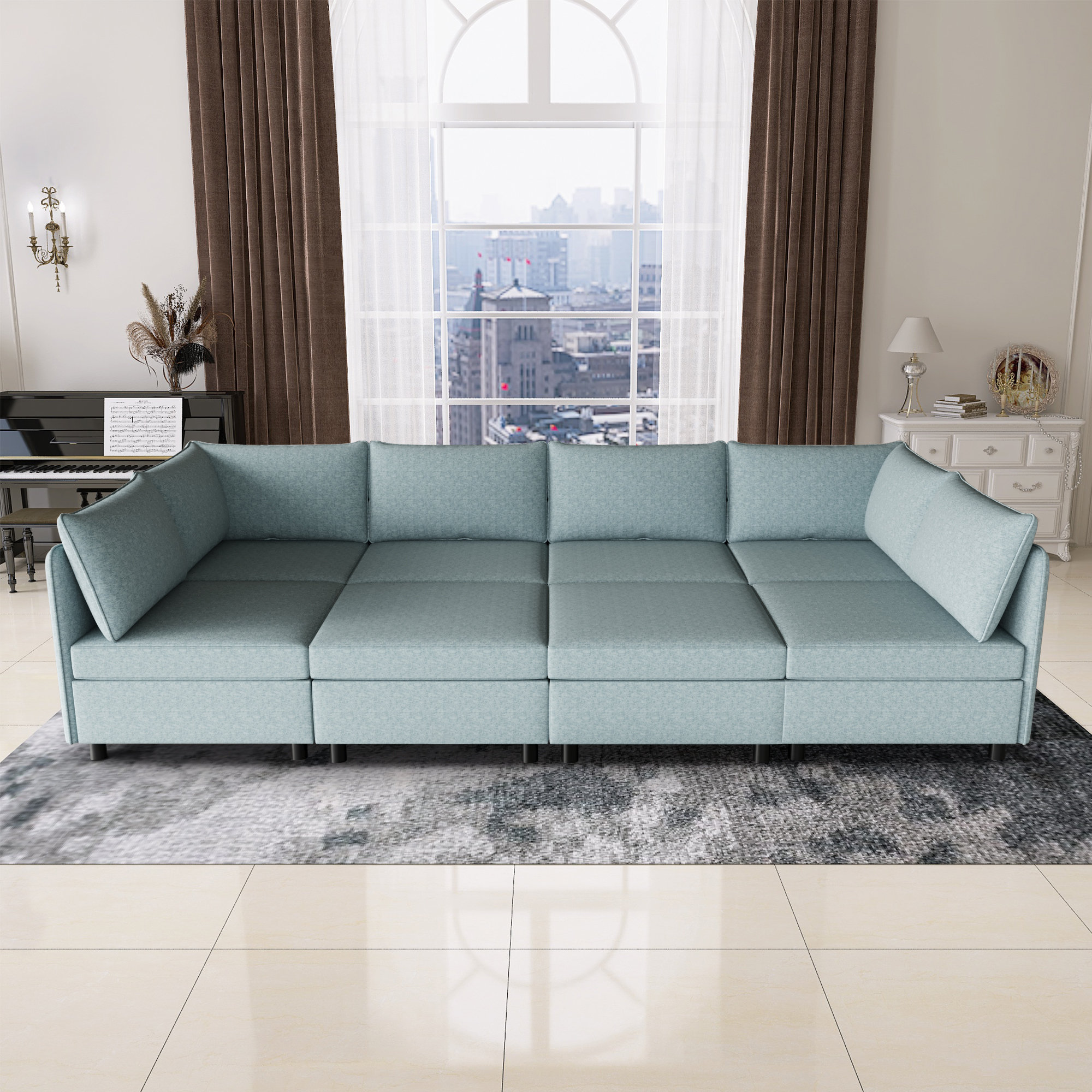 Latitude Run® Modular Sectional Sofa With Storage Convertible Sleeper Sofa Set Versatile Fabric ...