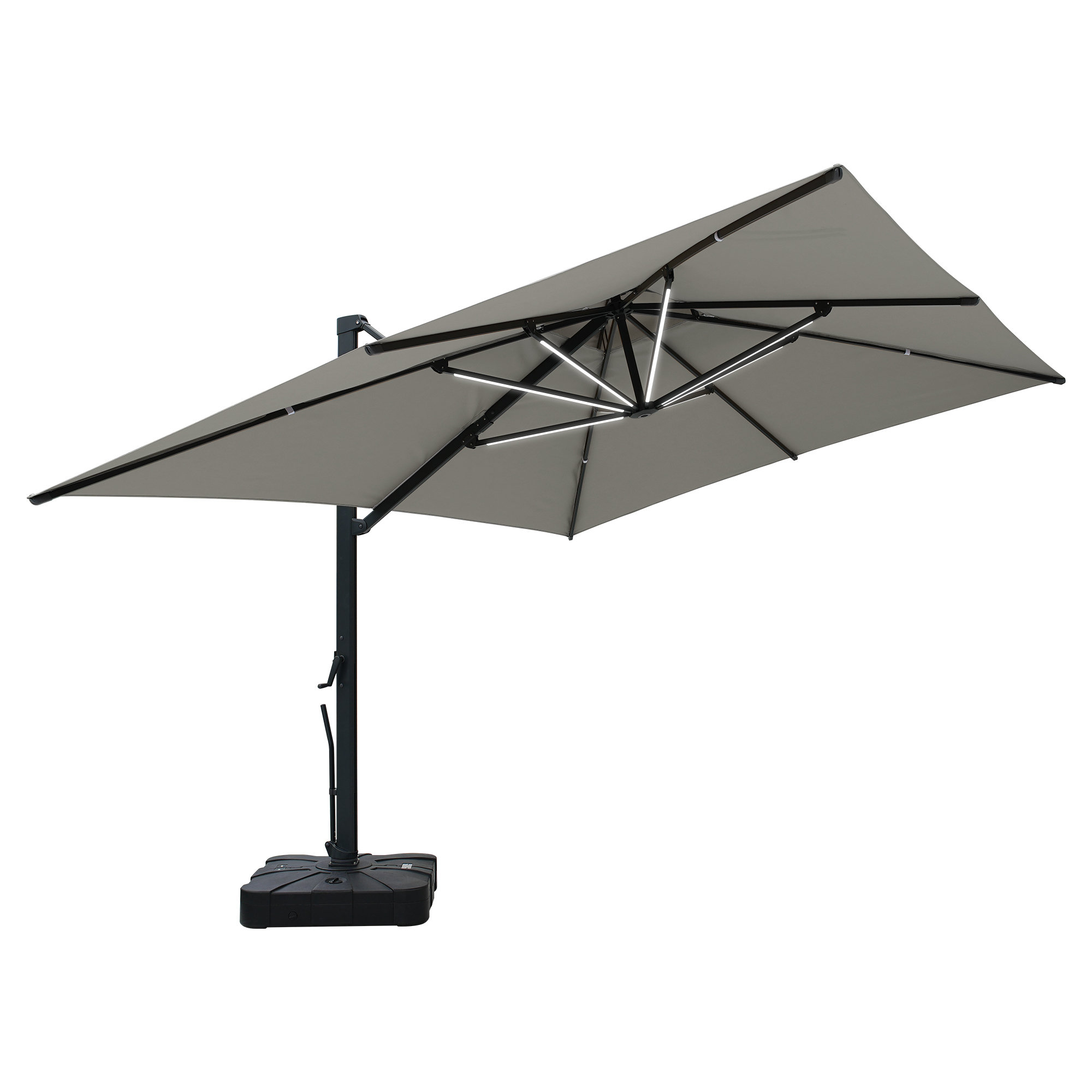 Orren Ellis Kies 157.48'' Lighted Cantilever Umbrella with Crank Lift ...