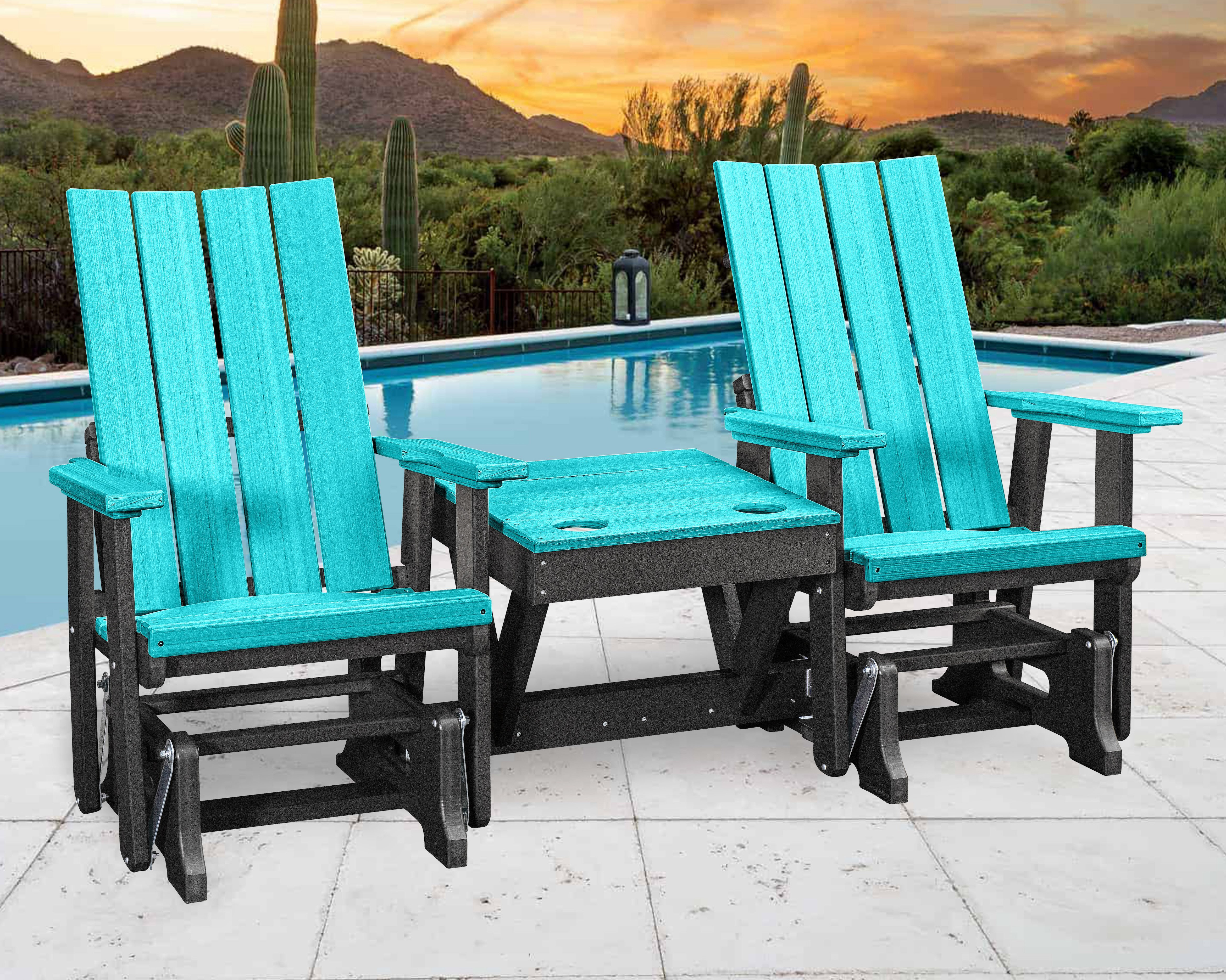 Red Barrel Studio® Double Glider With Center Table On A Base | Wayfair