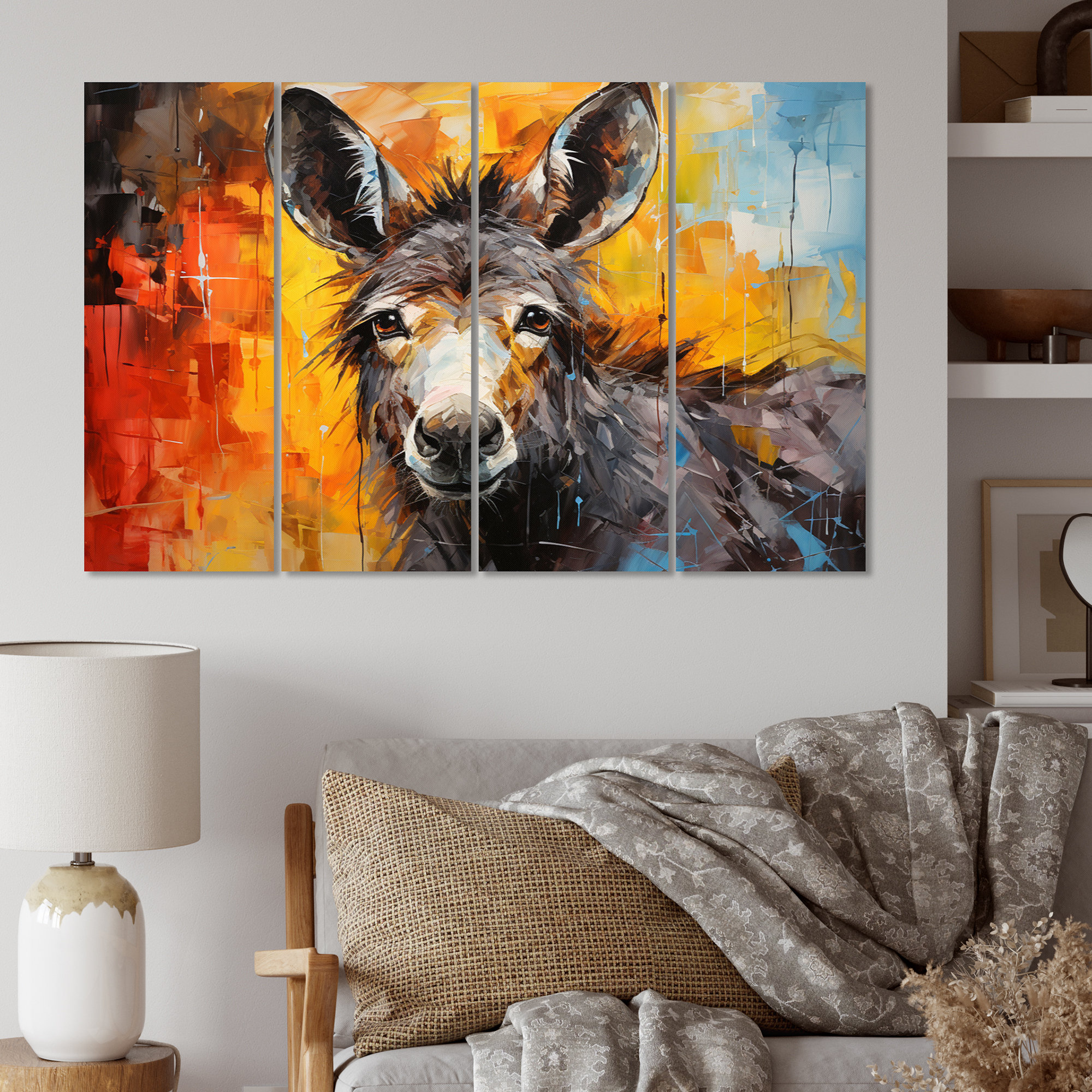 Design Art Grey Donkey Gentle Companion Collage - Animals Canvas Art ...