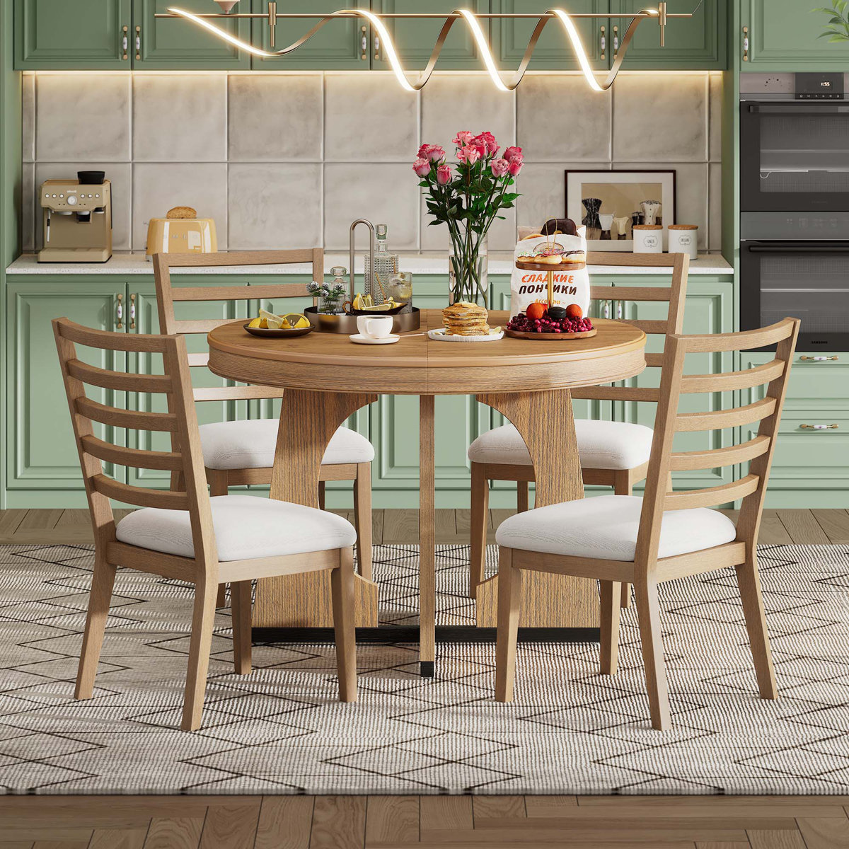 Lark Manor™ 5-Piece Retro Rustic Functional Extendable Dining Set | Wayfair
