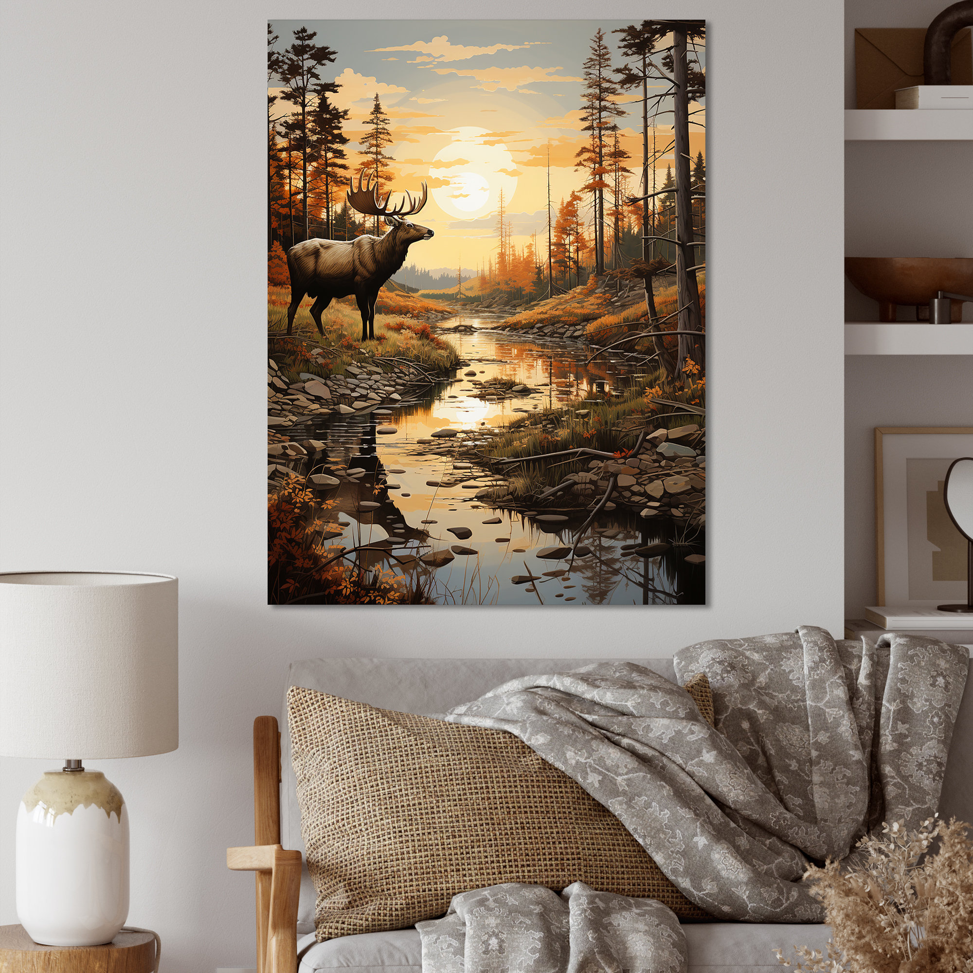 Loon Peak® Yancarlos Brown Yellow Moose Majestic Pastoral III On Canvas ...