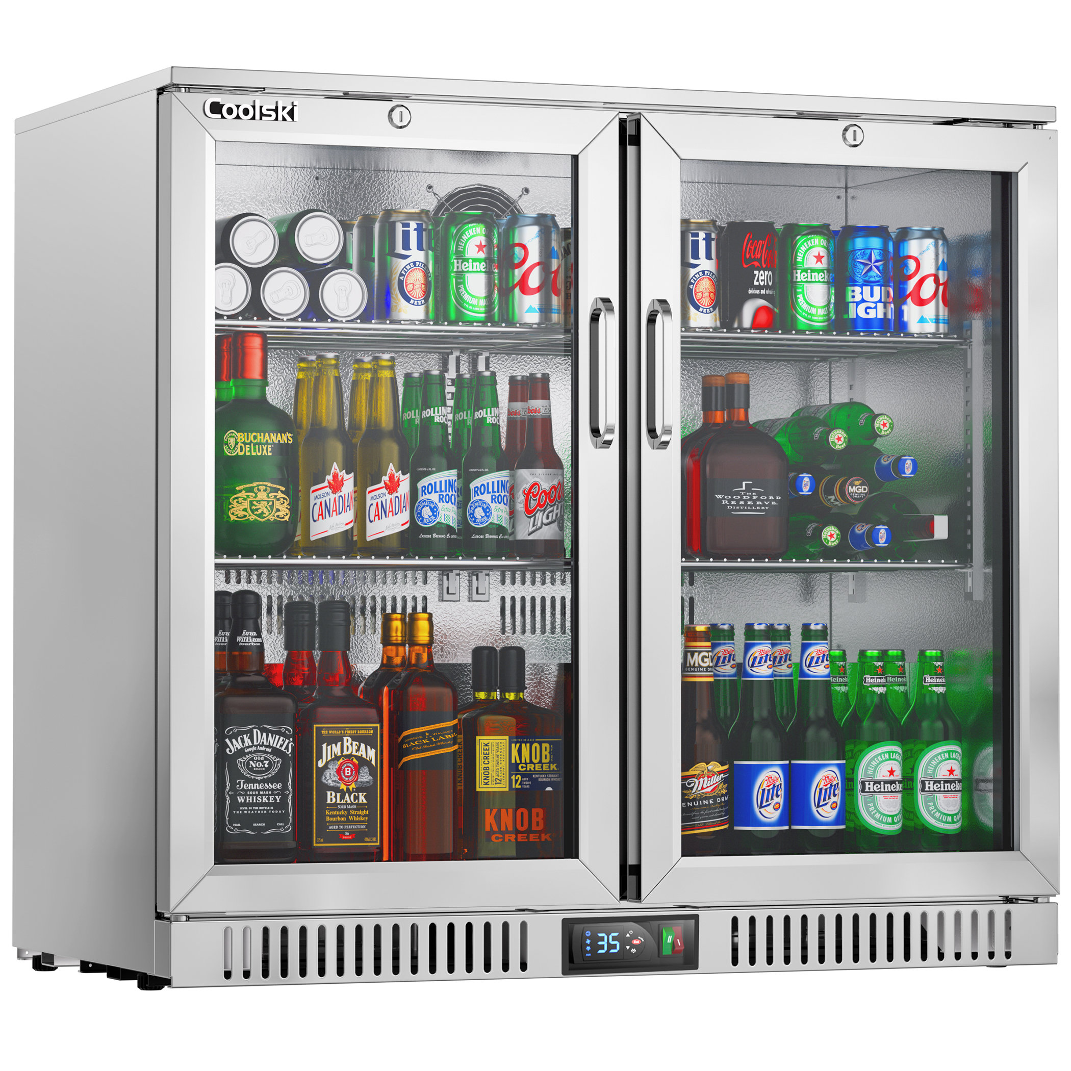 Coolski Commercial Beverage Refrigerator, Stainless Steel Back Bar ...