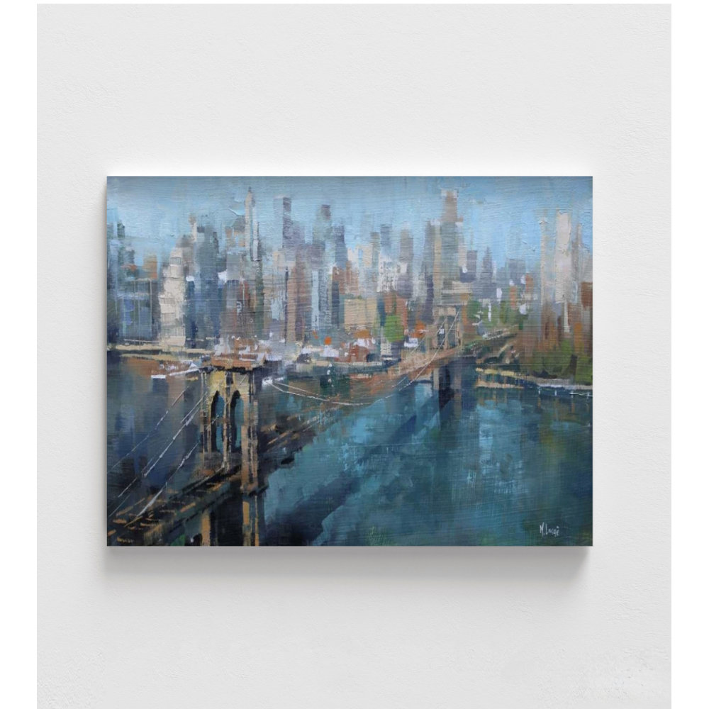 WeFrameArt Brooklyn Bridge By Mark Lague, NYC Painting Print, Brooklyn ...