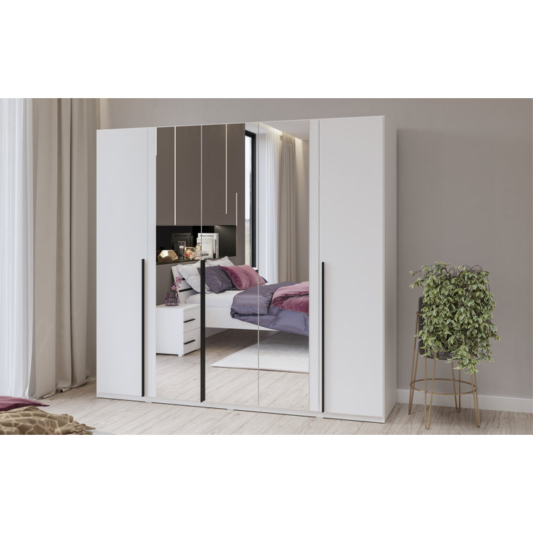 17 Stories Mathyus 5 Door Manufactured Wood Wardrobe Self-Assembly ...